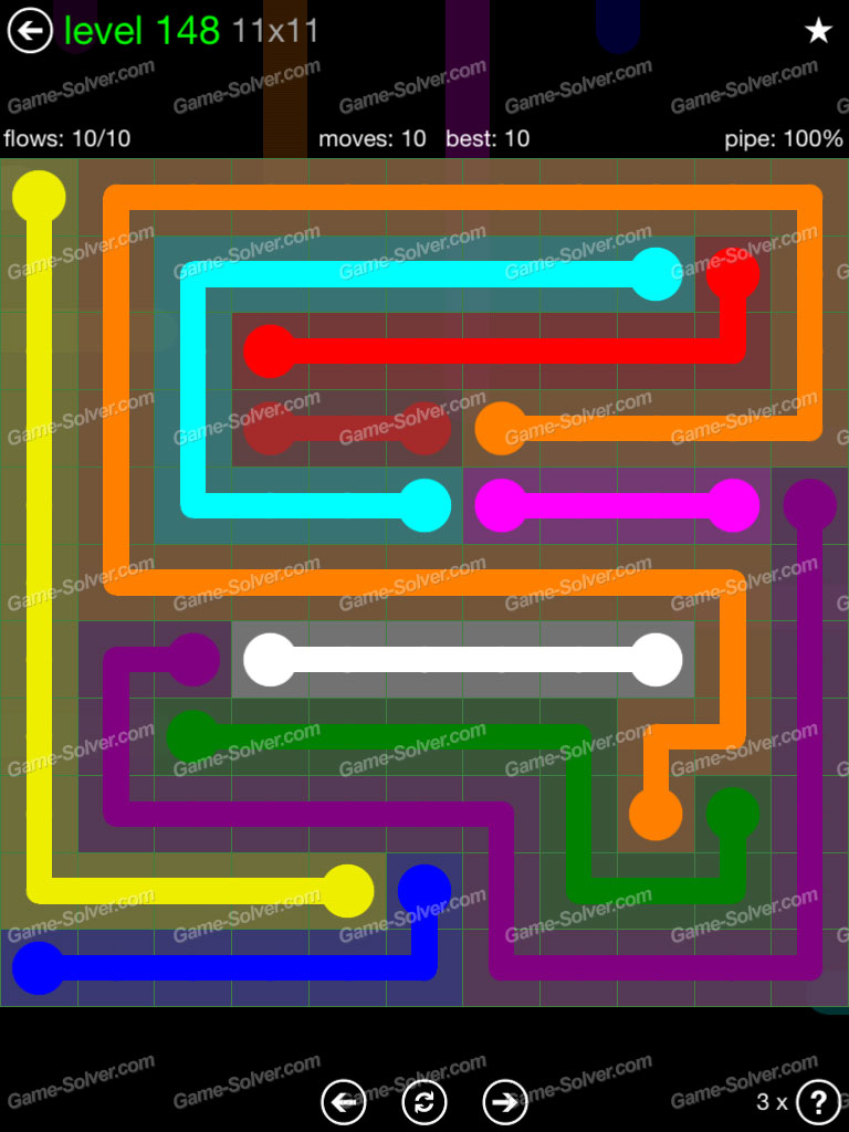 Flow 11x11 Mania Level 148 • Game Solver