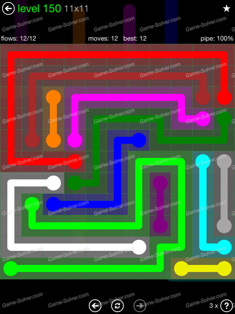 Flow 11x11 Mania Level 150 • Game Solver