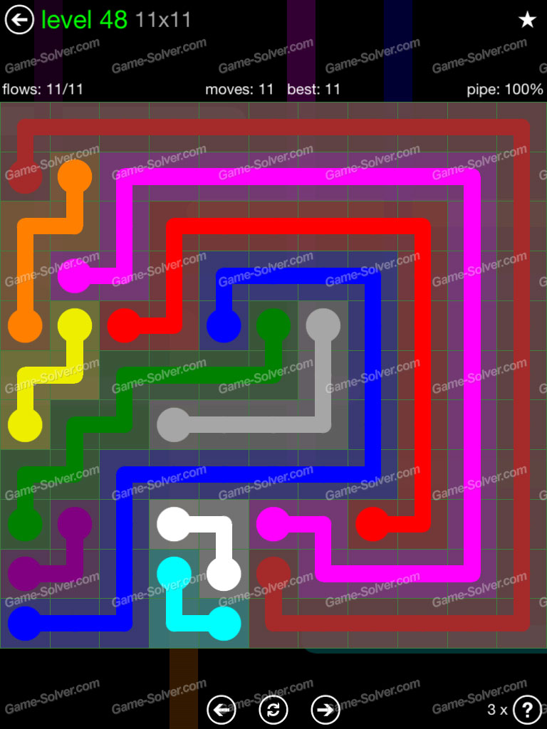 Flow 11x11 Mania Level 49 • Game Solver