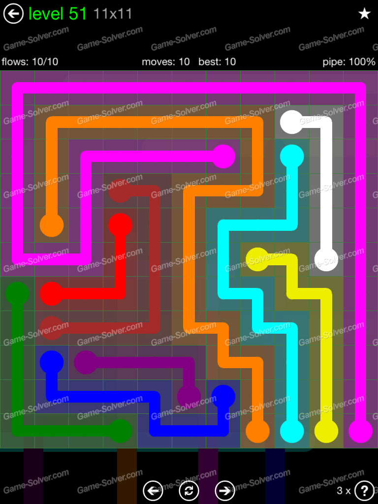Flow 11x11 Mania Level 52 • Game Solver
