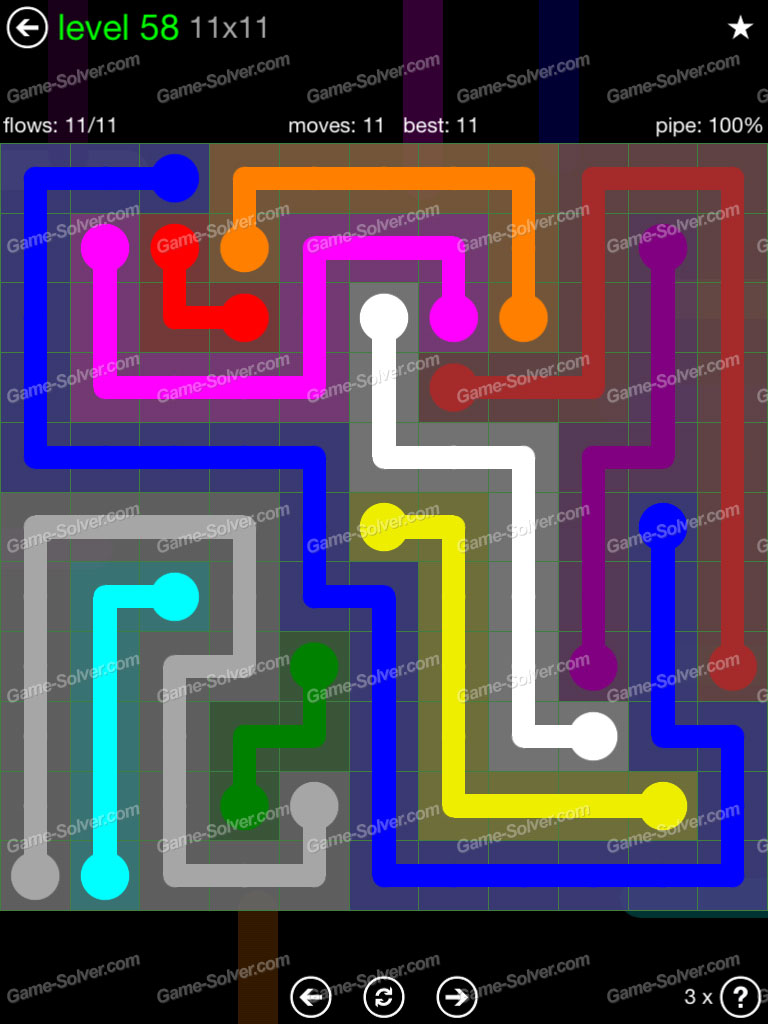 Flow 11x11 Mania Level 59 • Game Solver