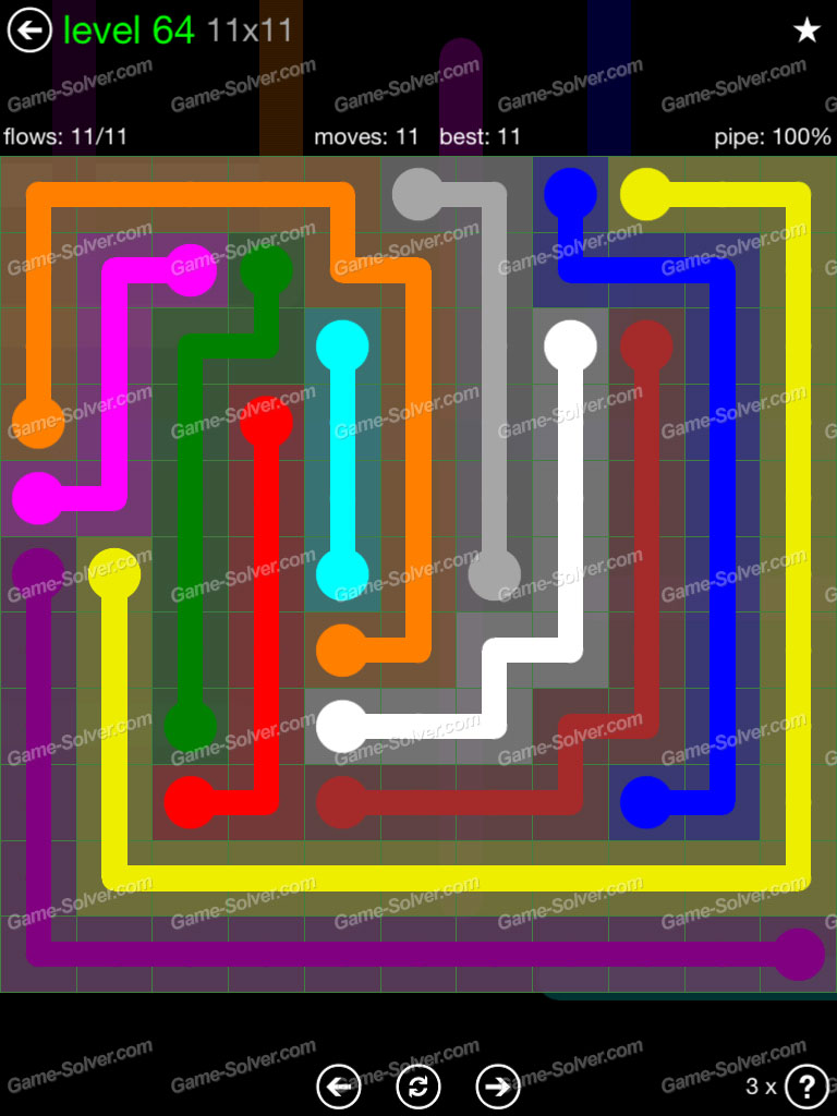 Flow 11x11 Mania Level 65 • Game Solver