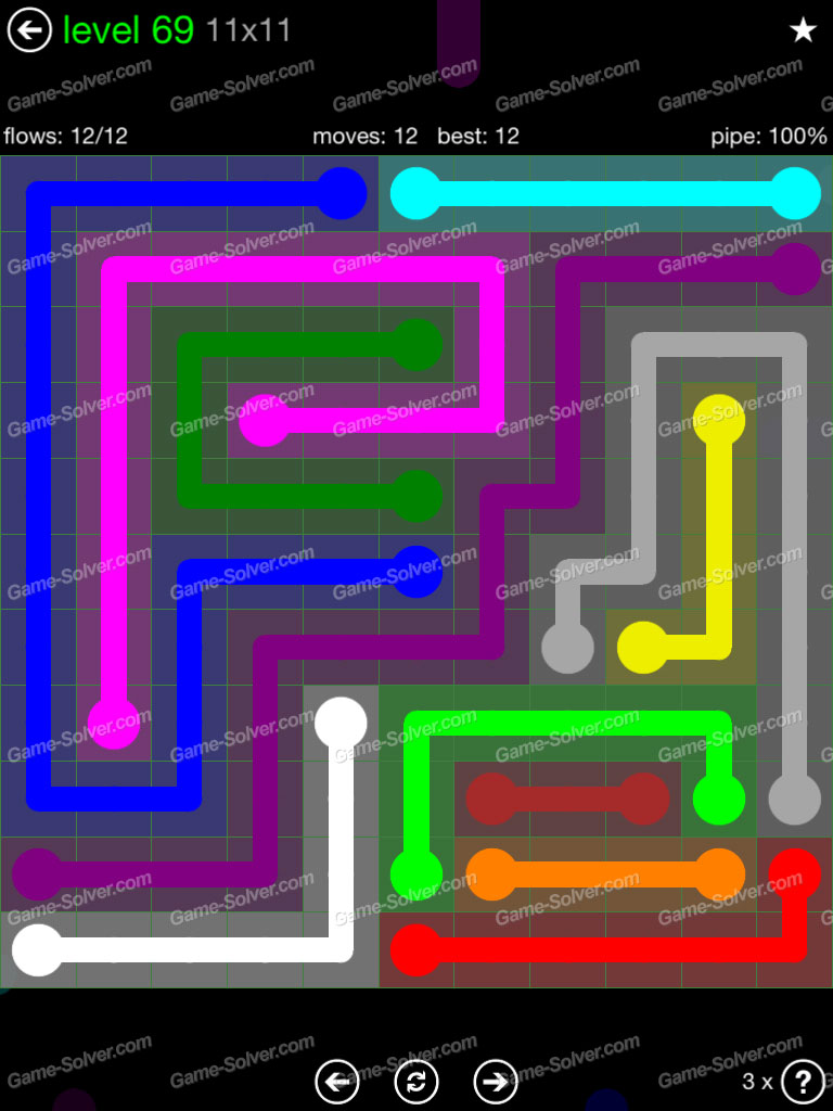 Flow 11x11 Mania Level 70 • Game Solver