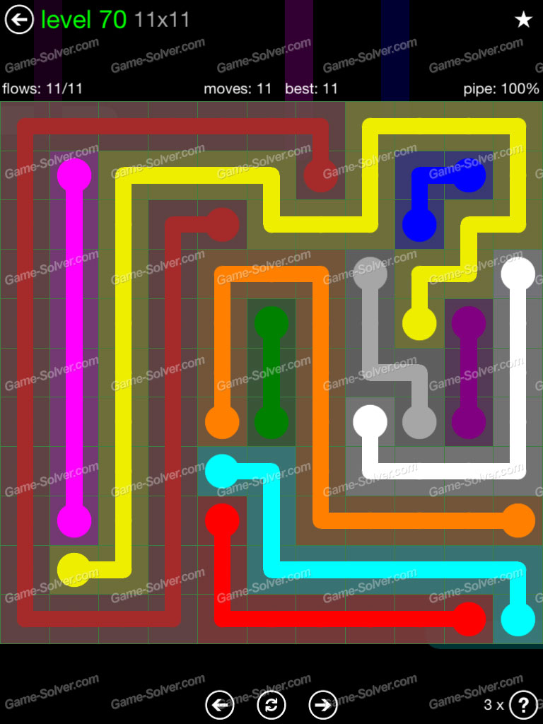 Flow 11x11 Mania Level 71 • Game Solver
