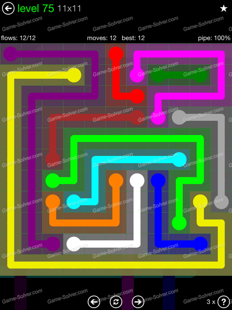 Flow 11x11 Mania Level 76 • Game Solver