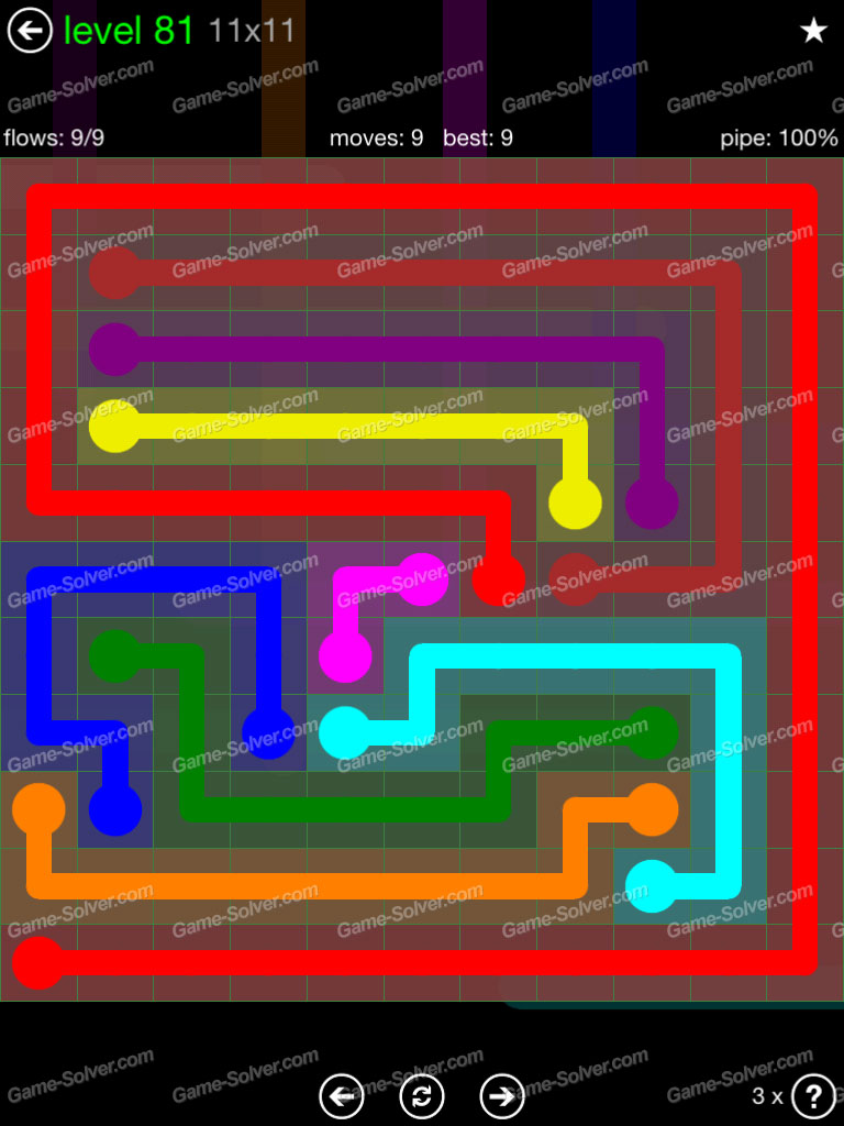 Flow 11x11 Mania Level 82 • Game Solver