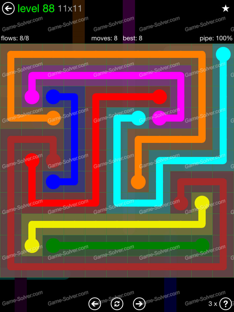 Flow 11x11 Mania Level 89 • Game Solver