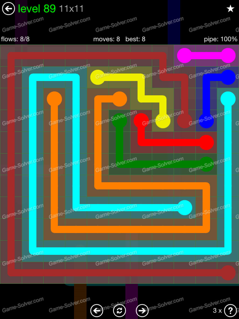 Flow 11x11 Mania Level 90 • Game Solver