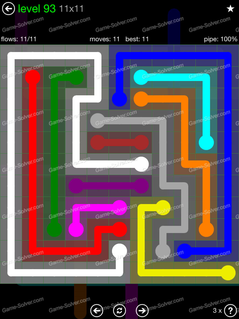Flow 11x11 Mania Level 94 • Game Solver