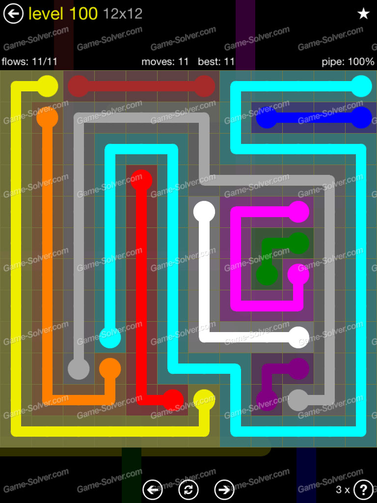 Flow 12x12 Mania Level 100 • Game Solver
