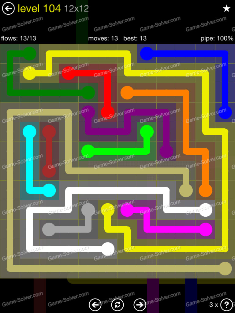 Flow 12x12 Mania Level 104 • Game Solver