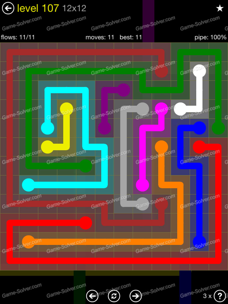 Flow 12x12 Mania Level 107 • Game Solver