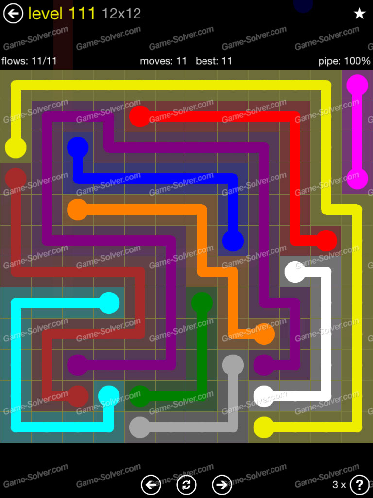 Flow 12x12 Mania Level 111 • Game Solver