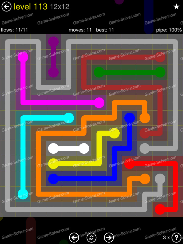 Flow 12x12 Mania Level 113 • Game Solver