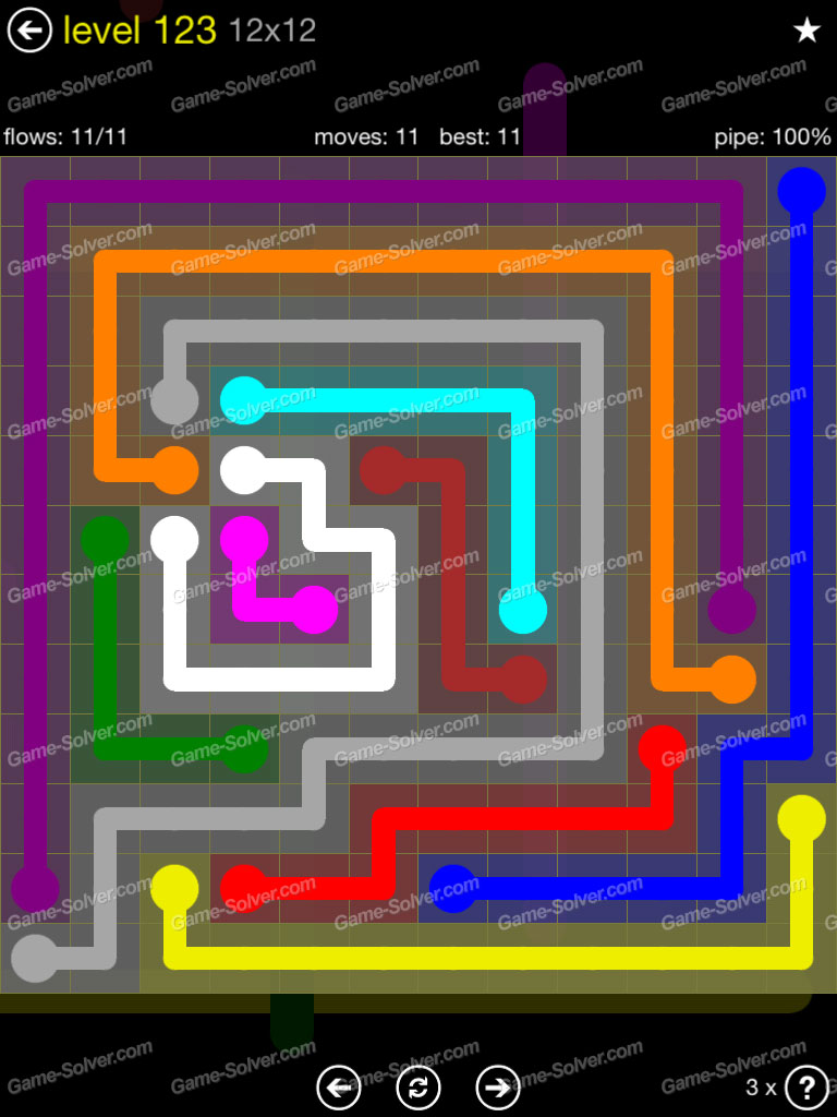 Flow 12x12 Mania Level 123 • Game Solver