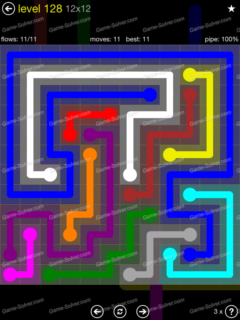 Flow 12x12 Mania Level 128 • Game Solver