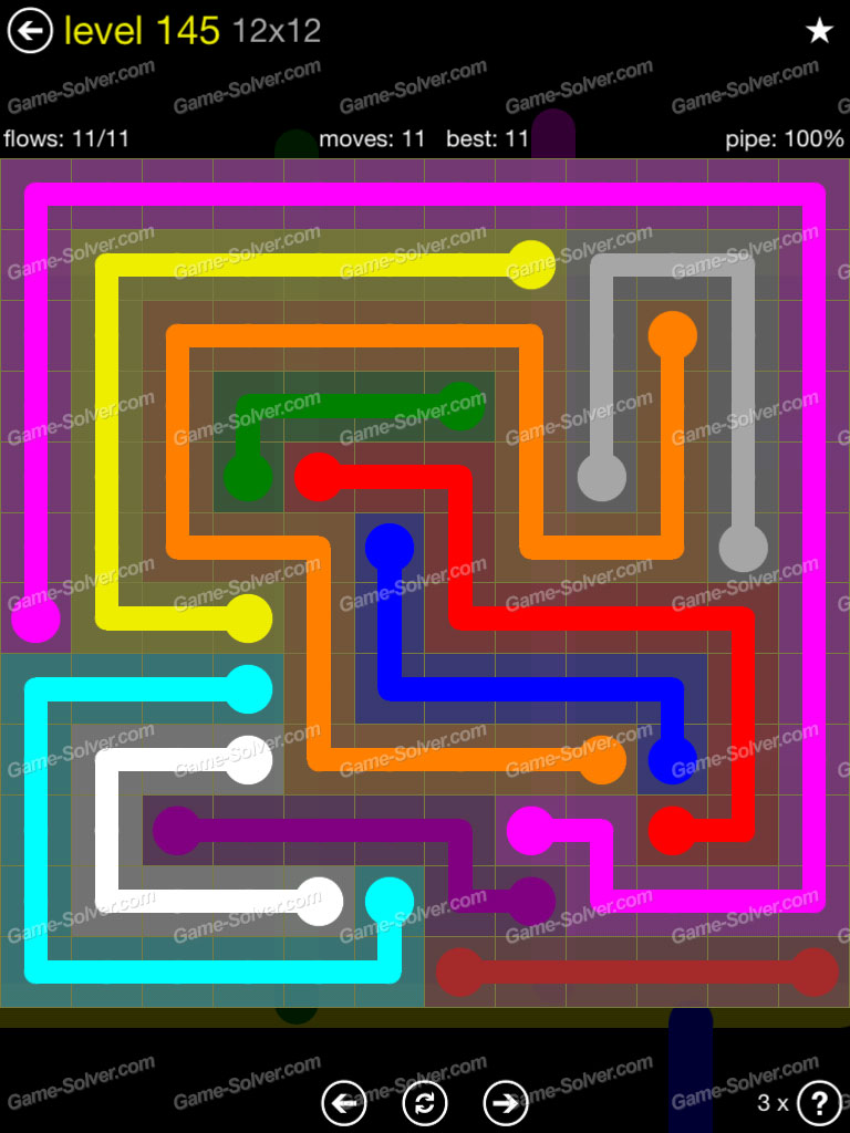 Flow 12x12 Mania Level 145 • Game Solver