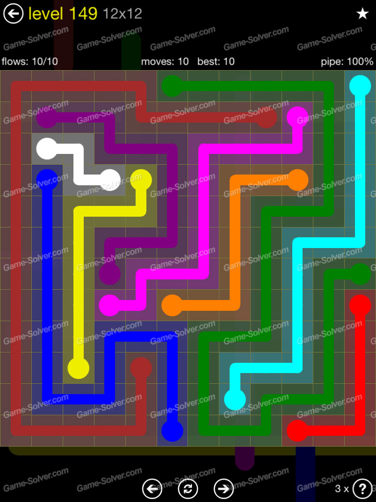 Flow 12x12 Mania Level 149 • Game Solver