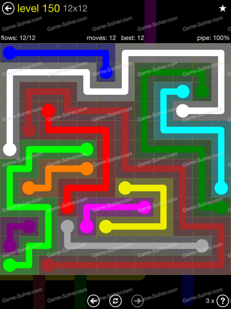 Flow 12x12 Mania Level 150 • Game Solver
