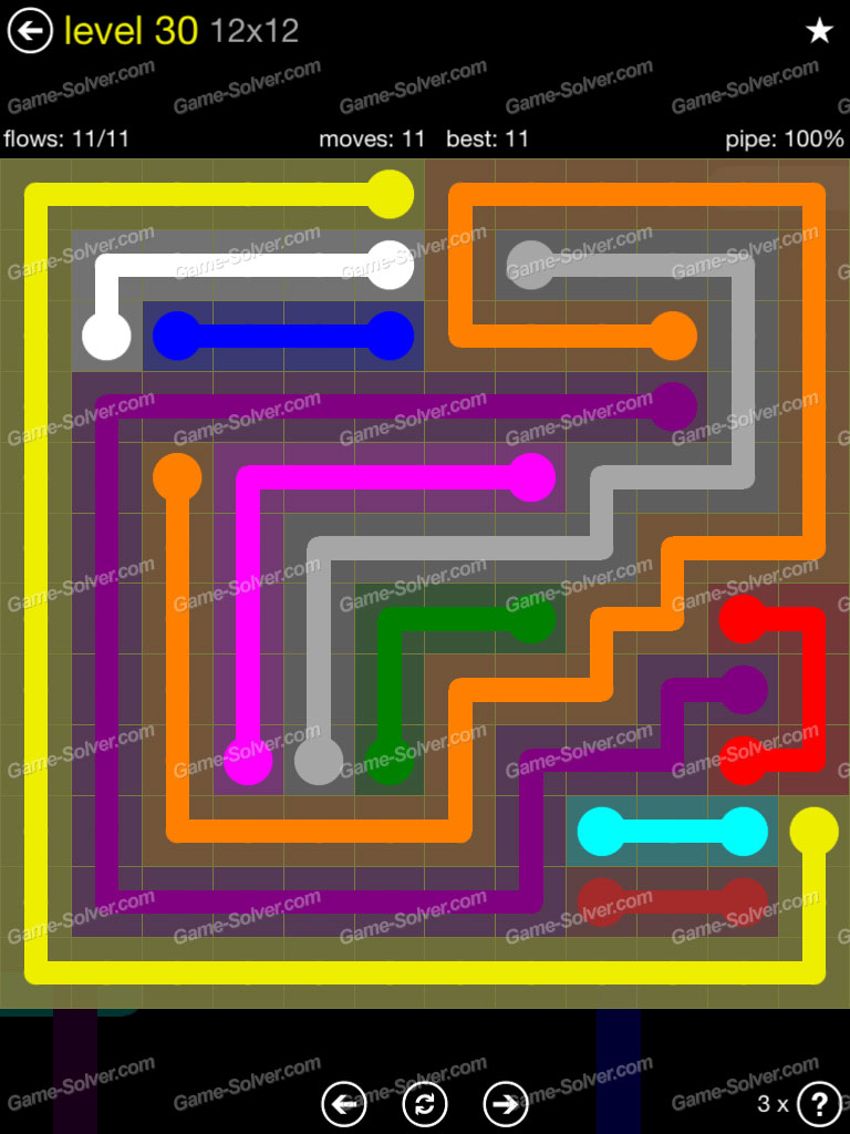 Flow 12x12 Mania Level 30 • Game Solver