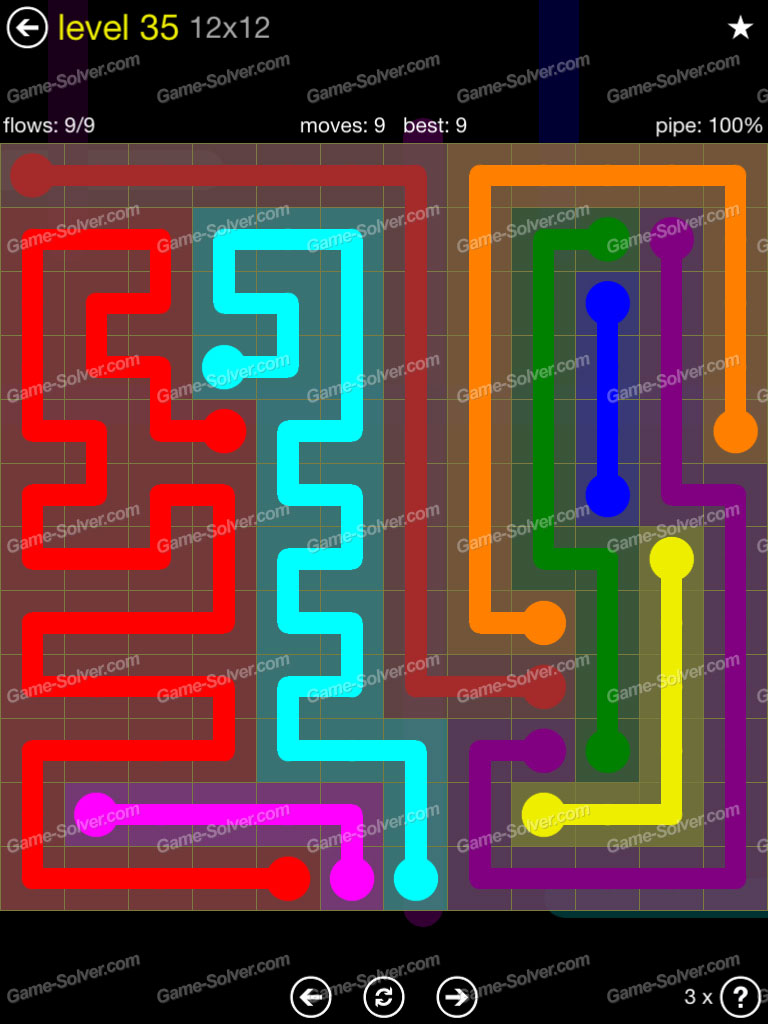 Flow 12x12 Mania Level 35 • Game Solver