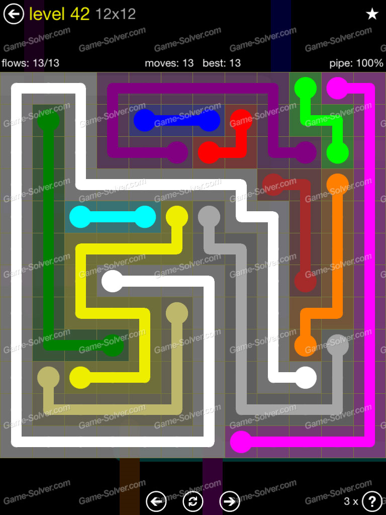 Flow 12x12 Mania Level 42 • Game Solver