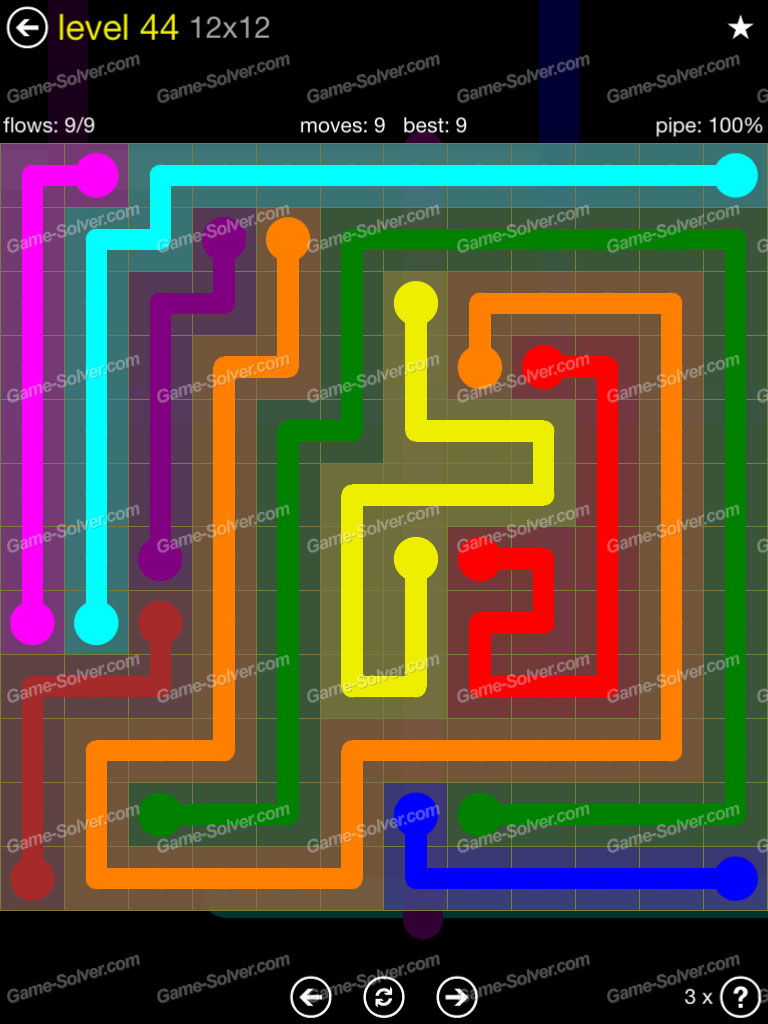 Flow 12x12 Mania Level 44 • Game Solver