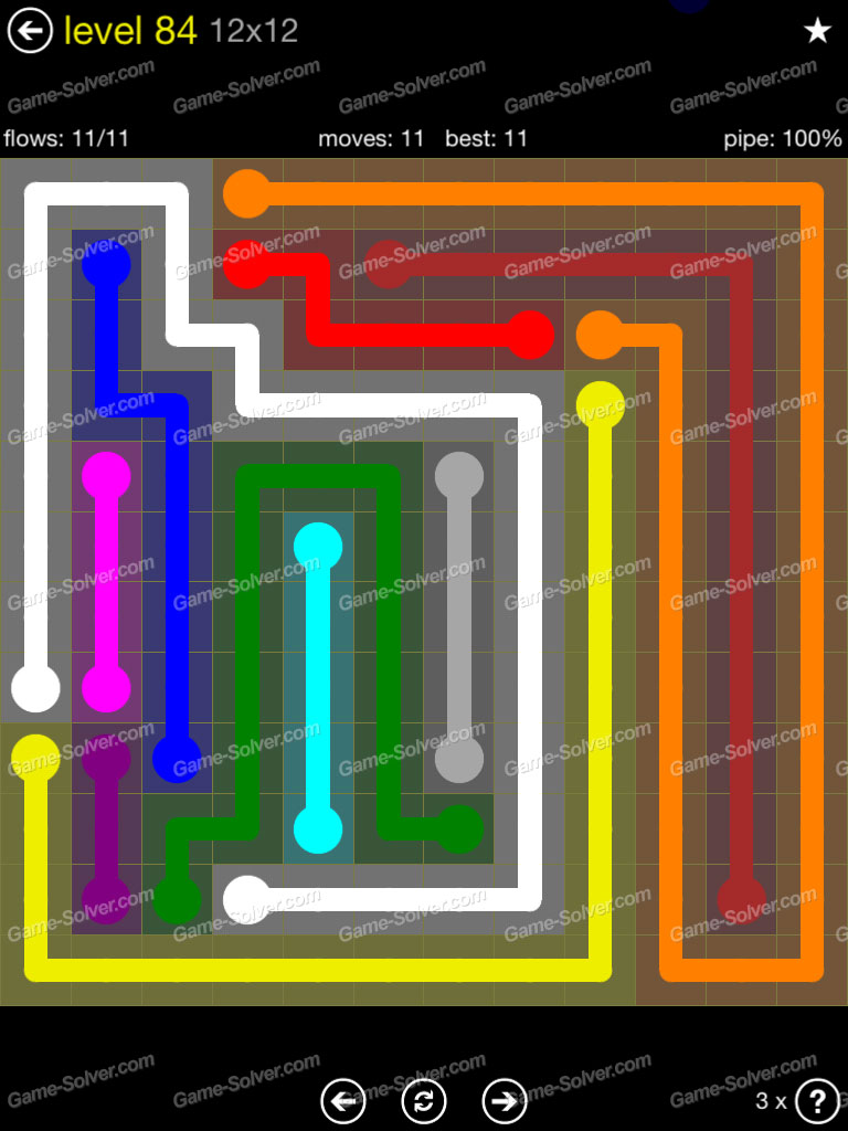 Flow 12x12 Mania Level 84 • Game Solver
