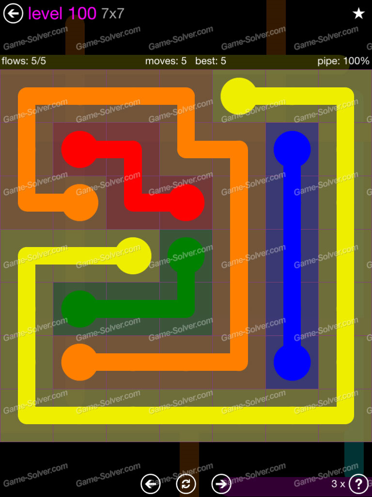 Flow 7x7 Mania Level 100 • Game Solver