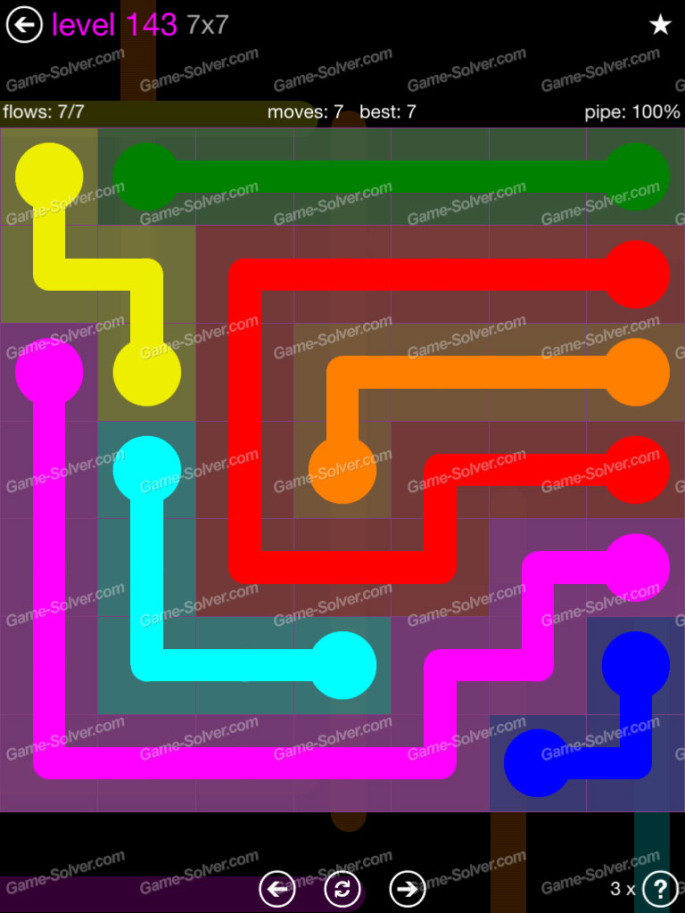 Flow 7x7 Mania Level 143 • Game Solver