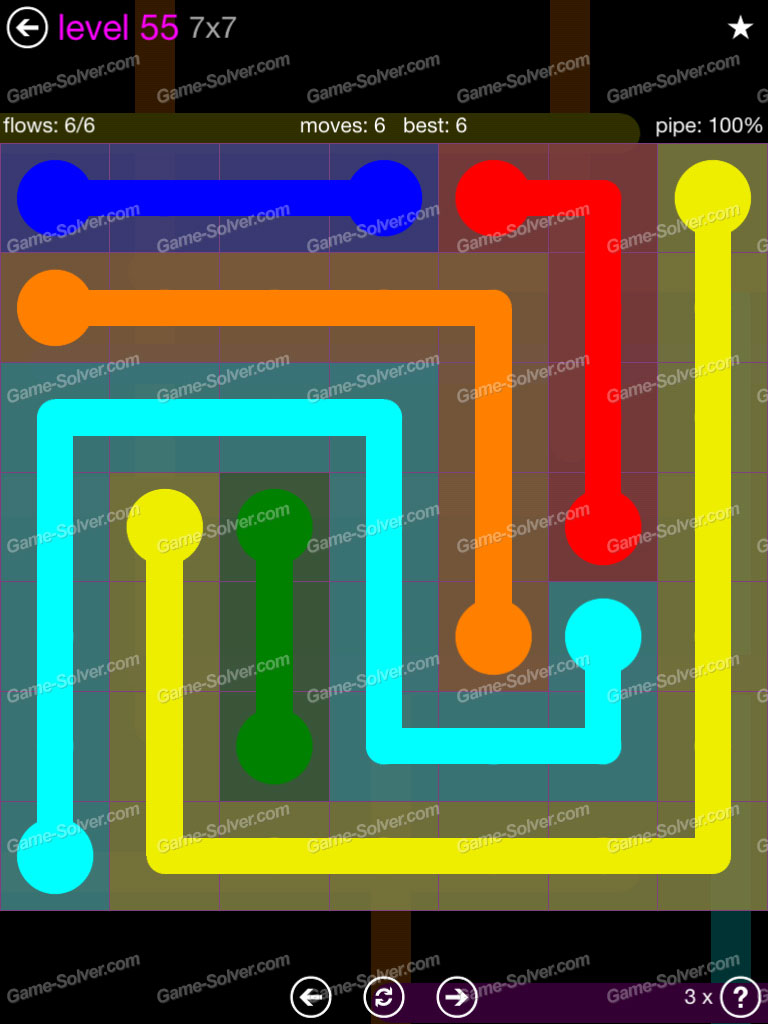 Flow 7x7 Mania Level 55 • Game Solver