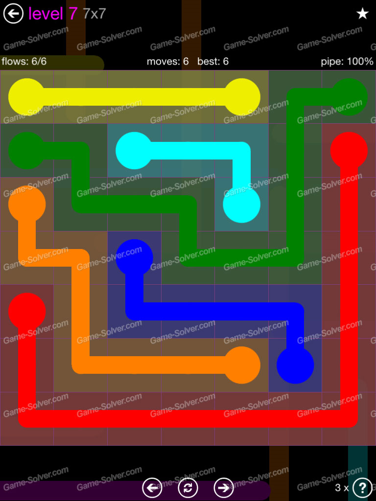 Flow 7x7 Mania Level 7 • Game Solver