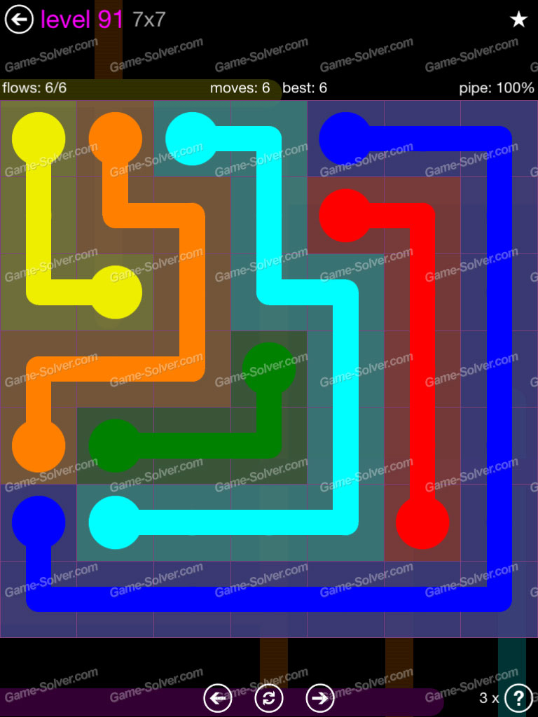 Flow 7x7 Mania Level 91 • Game Solver