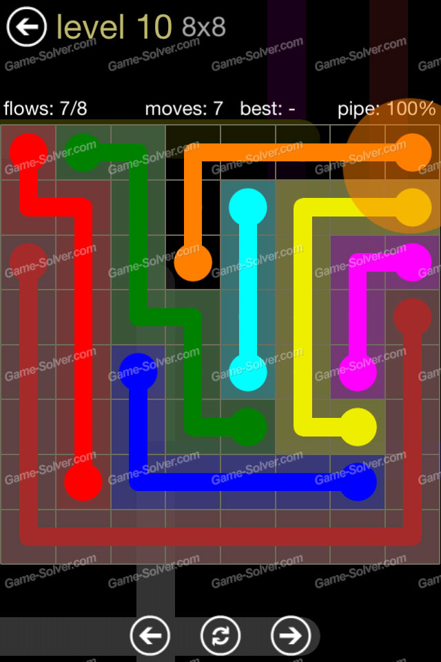 Flow 8x8 Mania Level 10 • Game Solver