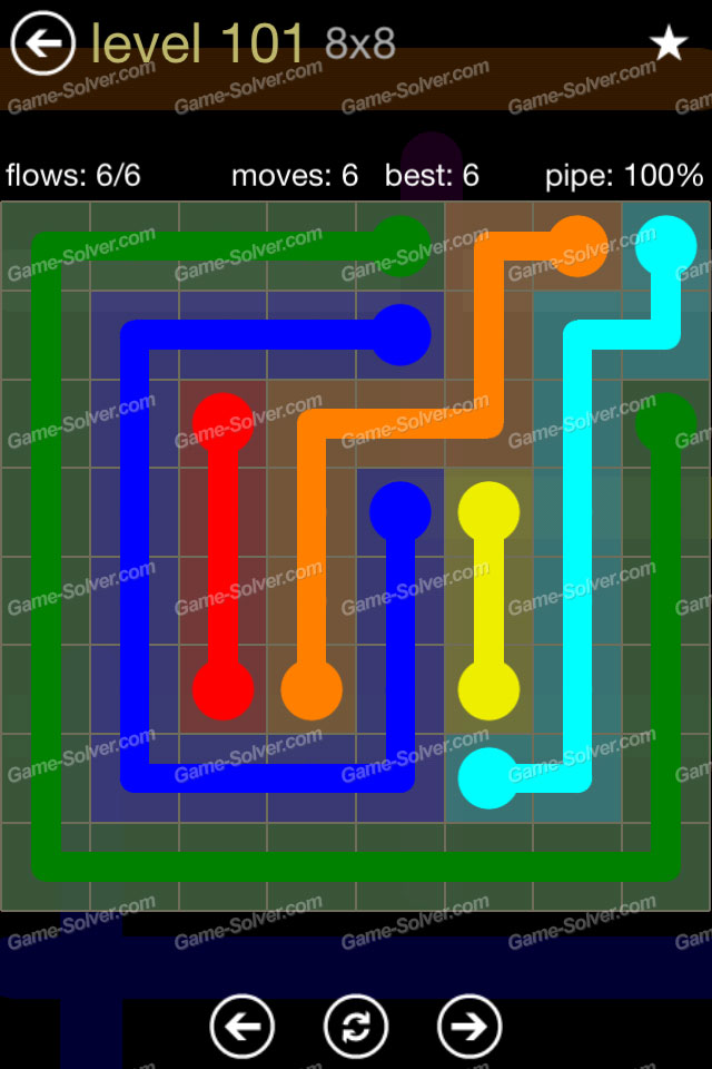 Flow 8x8 Mania Level 101 • Game Solver