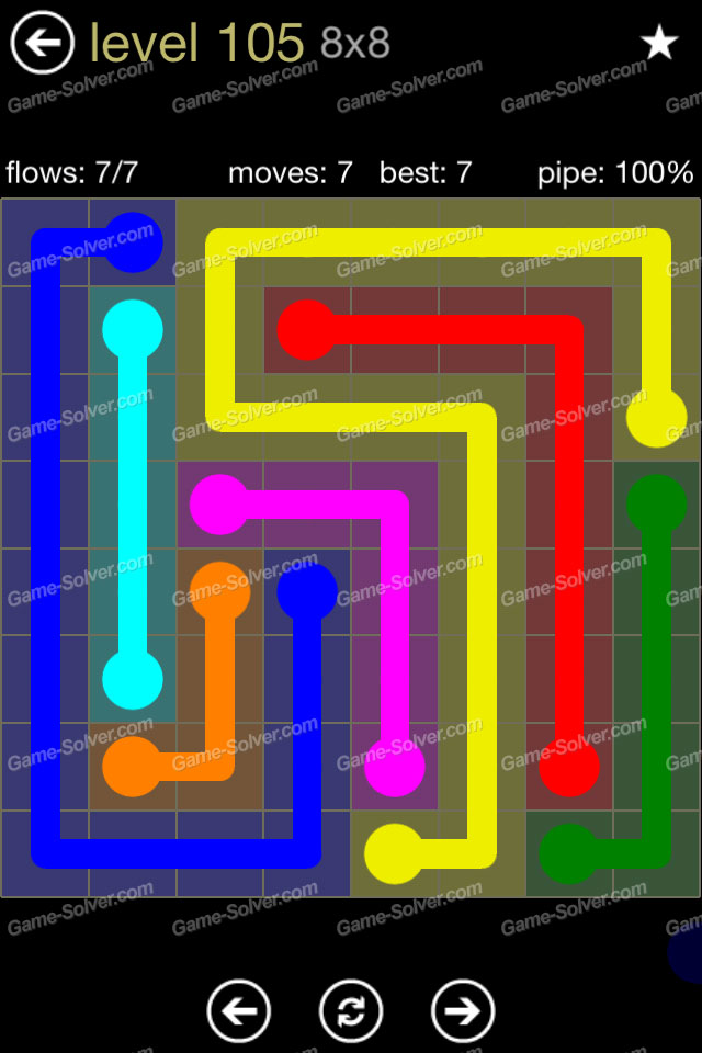 Flow 8x8 Mania Level 105 • Game Solver