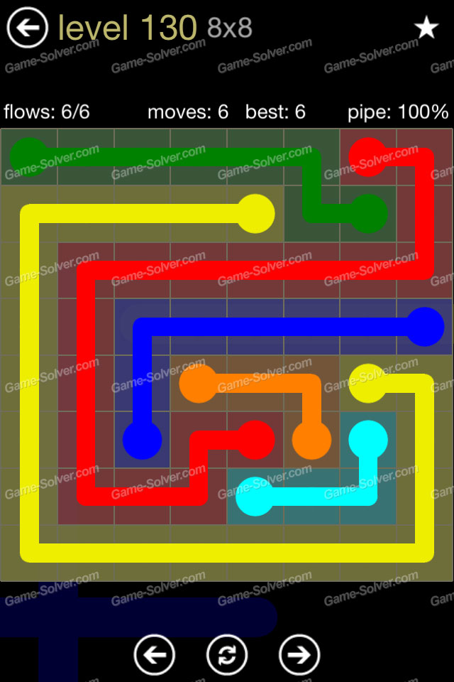 Flow 8x8 Mania Level 130 • Game Solver