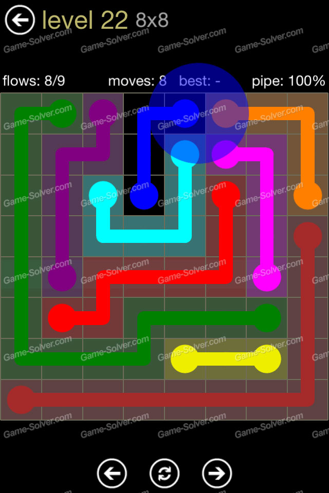 Flow 8x8 Mania Level 22 • Game Solver