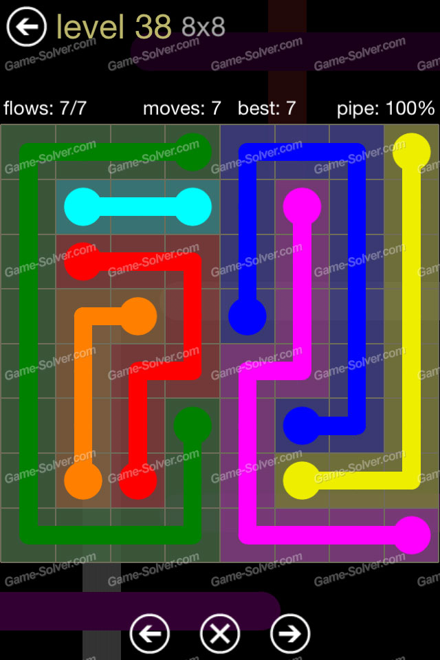 Flow 8x8 Mania Level 38 • Game Solver