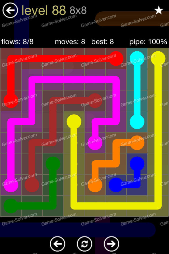 Flow 8x8 Mania Level 88 • Game Solver