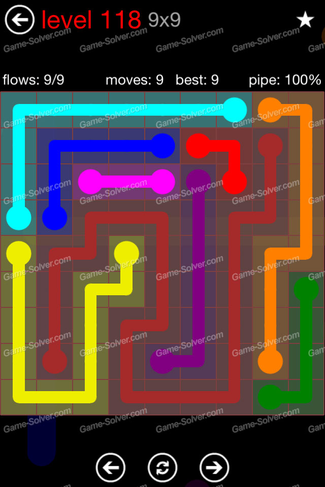 Flow 9x9 Mania Level 118 • Game Solver