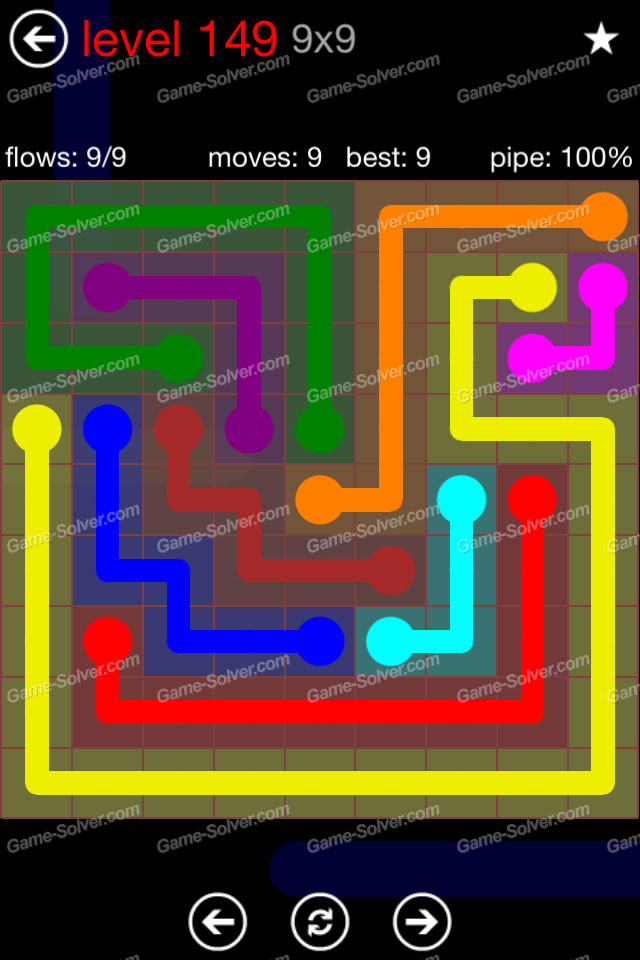 Flow 9x9 Mania Level 149 • Game Solver