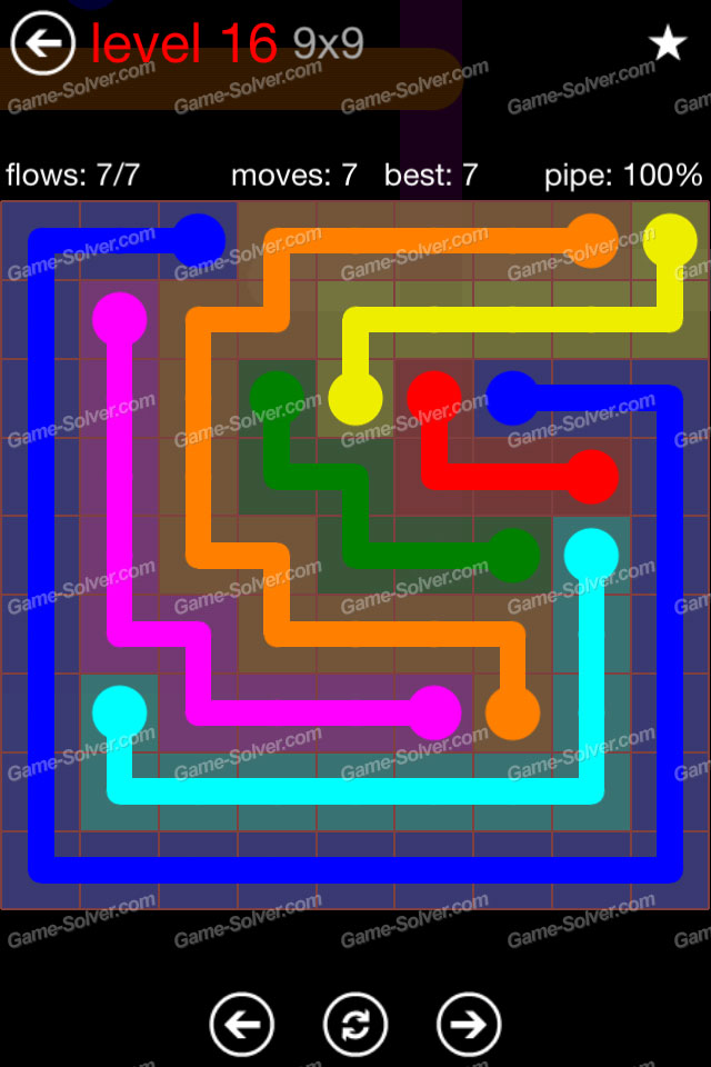 Flow 9x9 Mania Level 16 • Game Solver