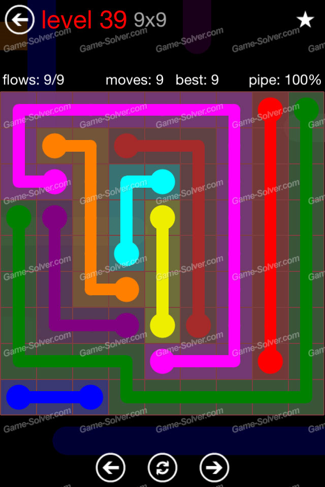 Flow 9x9 Mania Level 39 • Game Solver