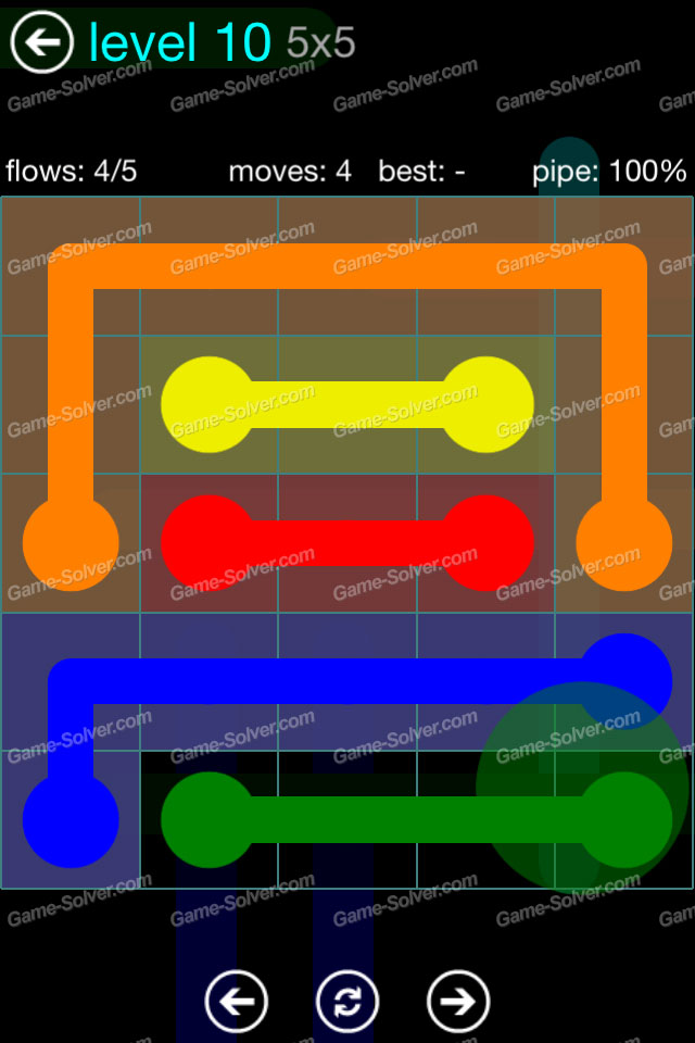 Flow Blue Pack 5x5 Level 10 • Game Solver