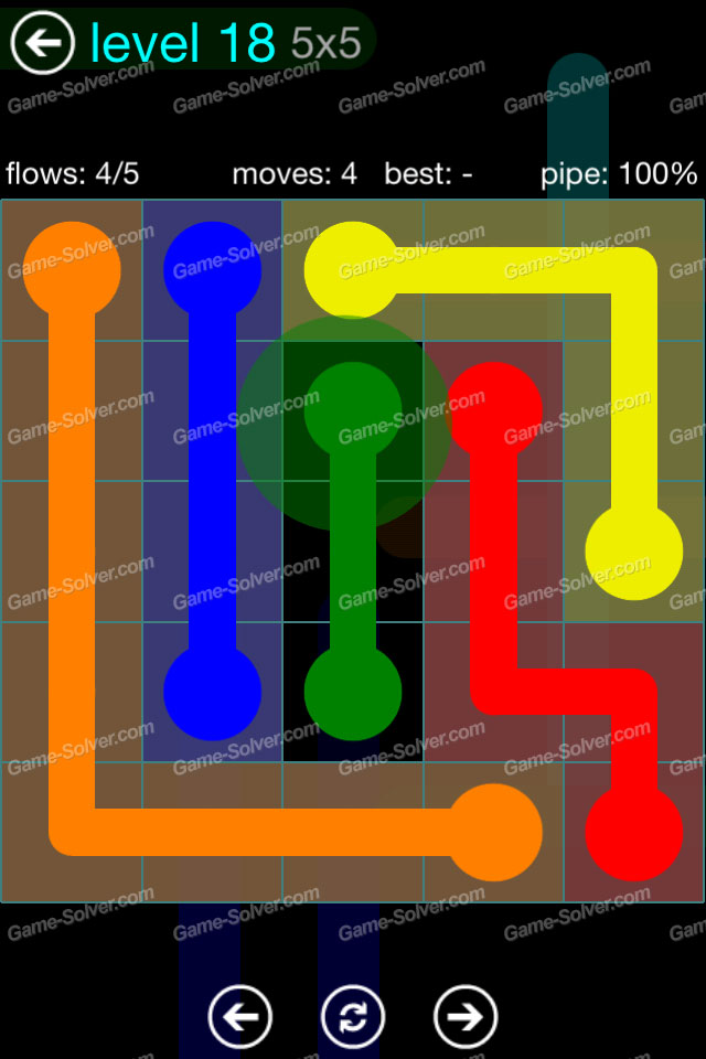 Flow Blue Pack 5x5 Level 18 • Game Solver