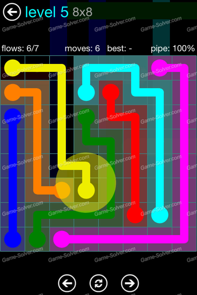 Flow Blue Pack 8x8 Level 5 • Game Solver