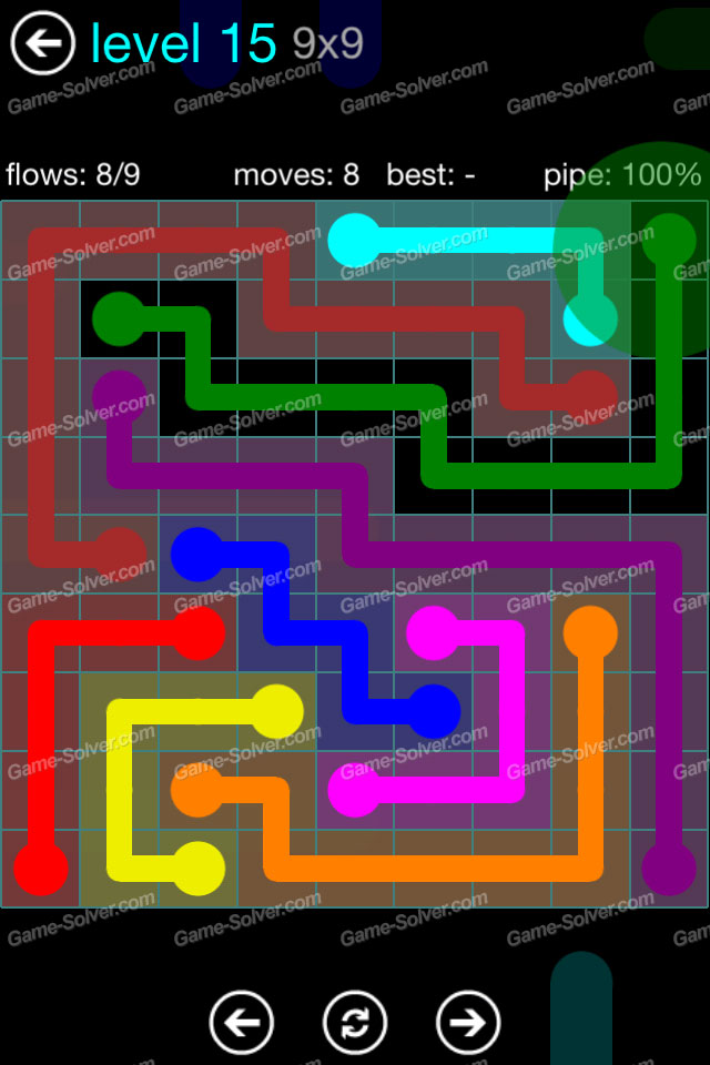 Flow Blue Pack 9x9 Level 15 • Game Solver
