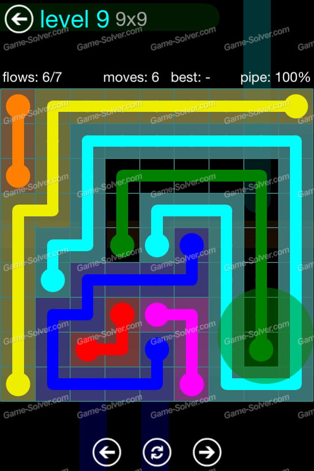 Flow Blue Pack 9x9 Level 9 • Game Solver
