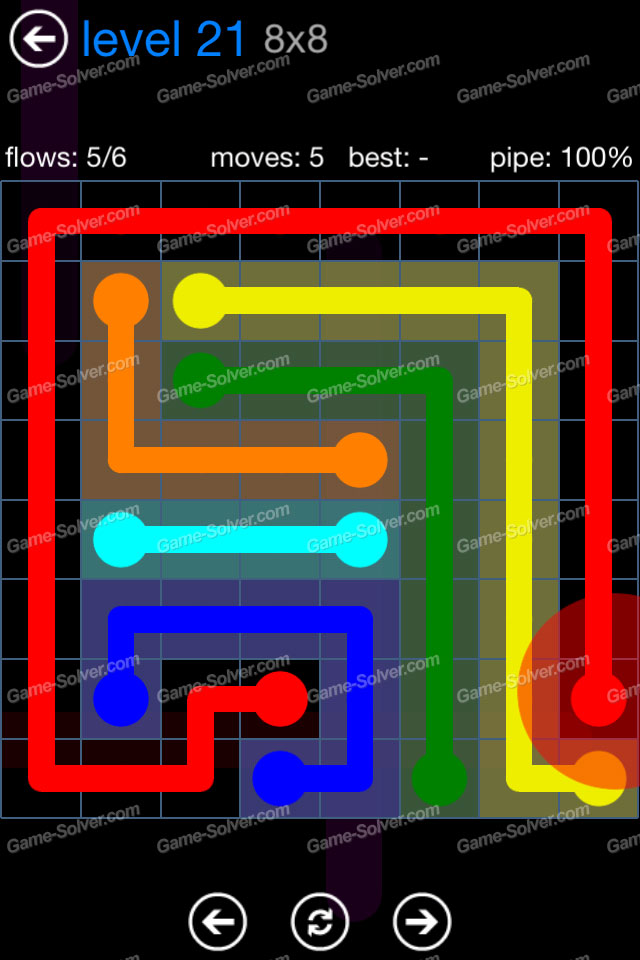 Flow Bonus Pack 8x8 Level 21 • Game Solver